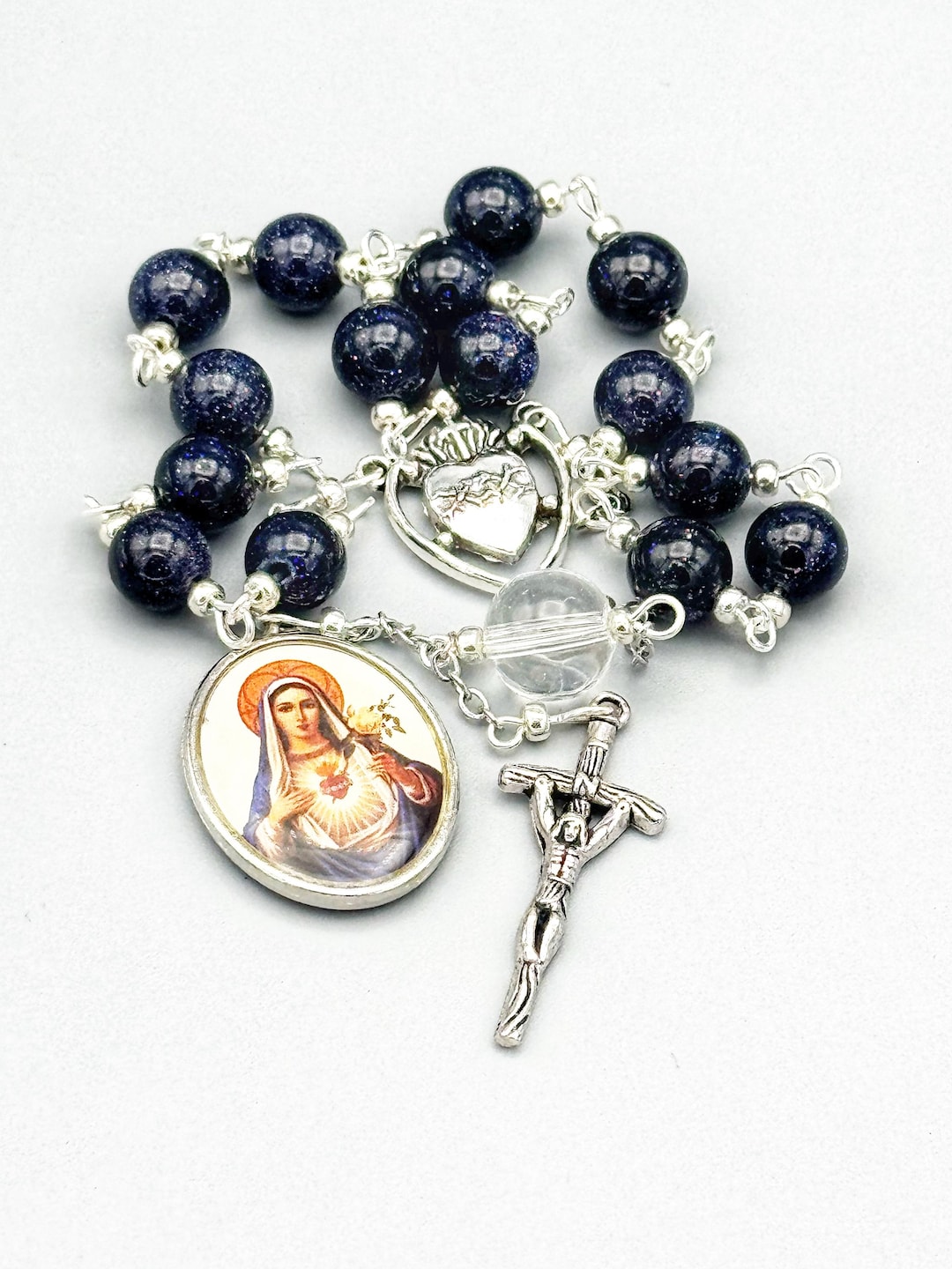 Our Lady of the Sacred Heart Chaplet Sacred Heart Marian Beads, Virgin ...