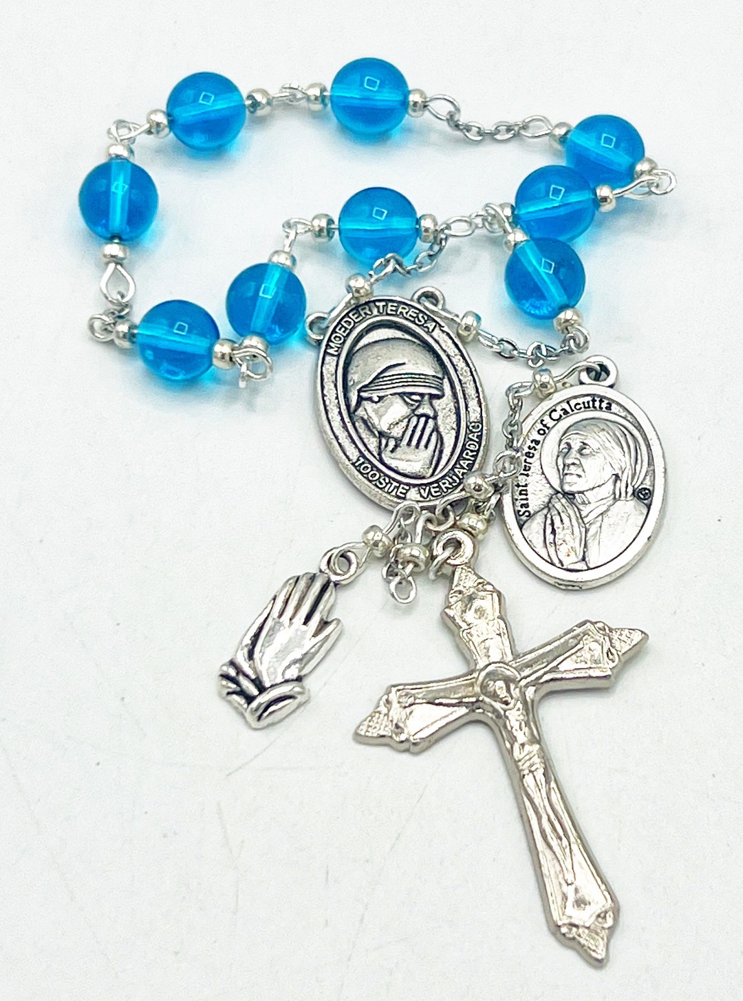 Saint Mother Teresa of Calcutta Flying Novena Looped Chaplet Catholic ...