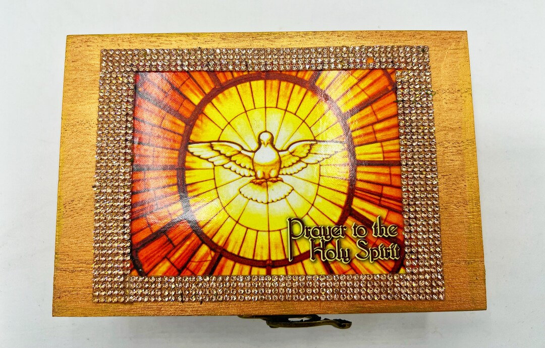 Holy Spirit Rosary Chaplet Keepsake Box Catholic Dove Holy Trinity ...