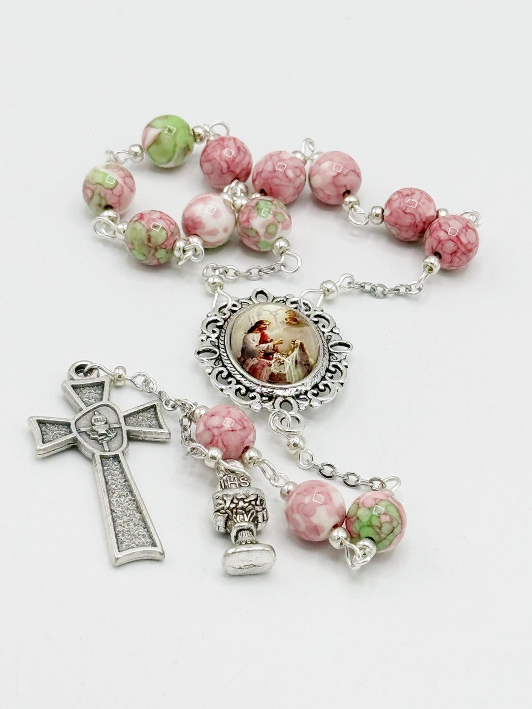 Girl First Holy Communion Palm Rosary Catholic Milestone Jesus Christ ...