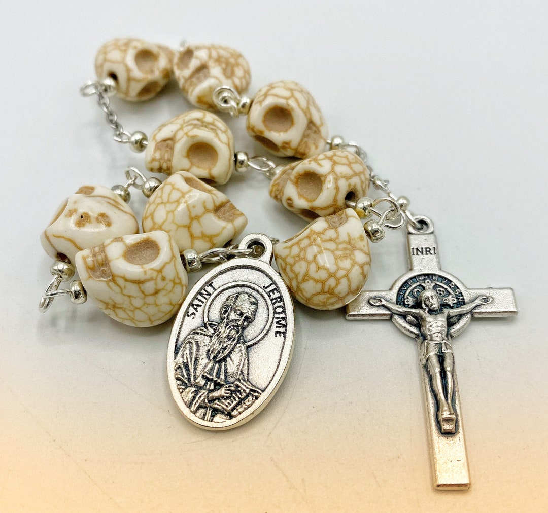 Saint Jerome of Stridon Skull Niner Chaplet Catholic Devotion Holy Man ...