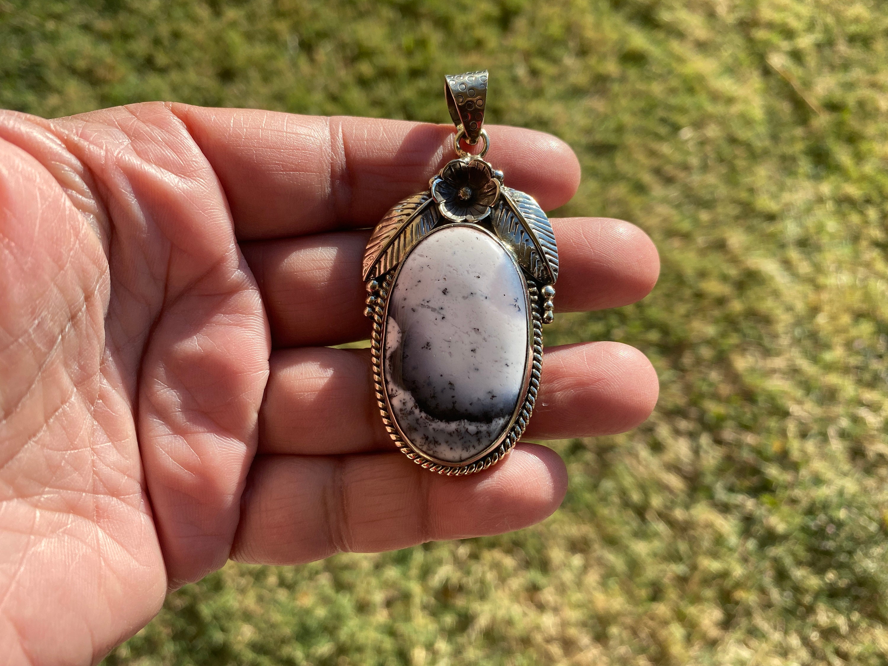 Natural Dendritic Opal Agate Tibetan Silver Pendant Natural - Etsy