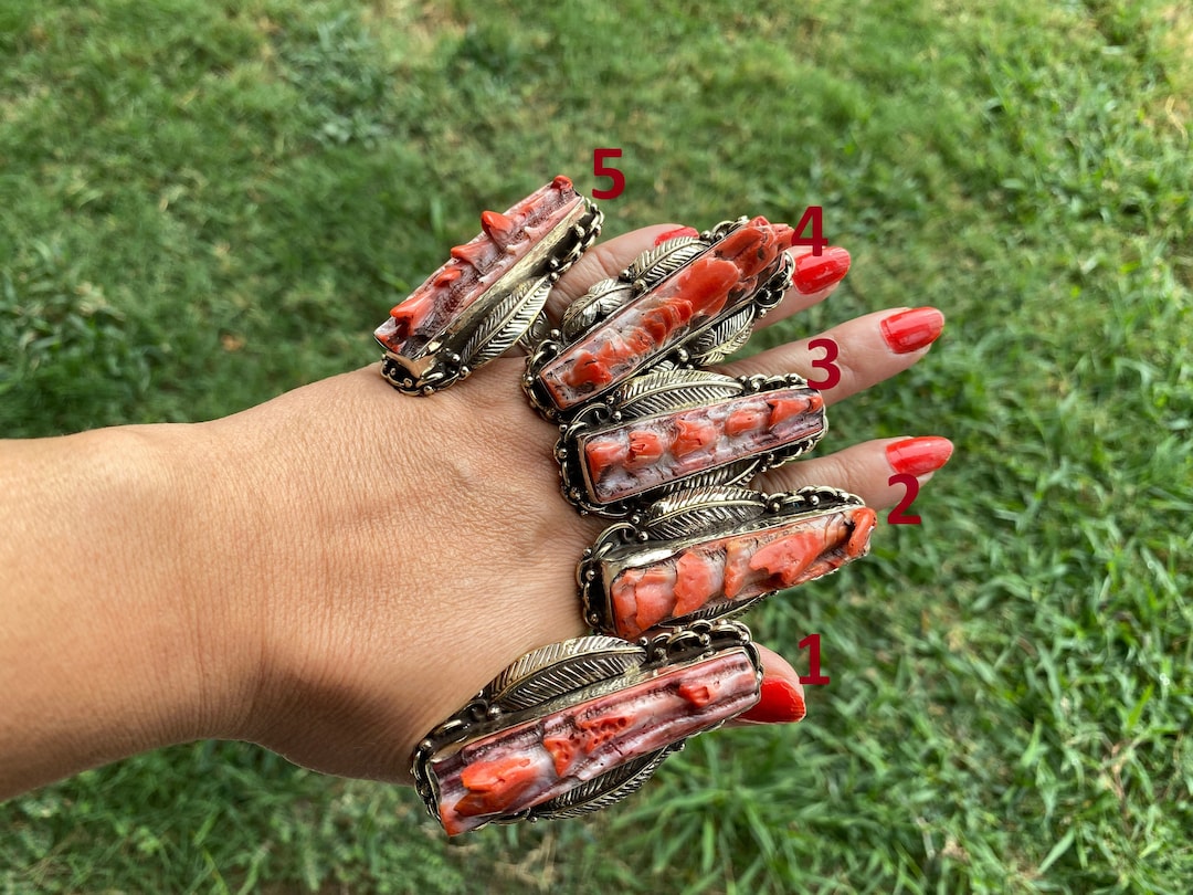 Big Adjustable Natural Spiny Oyster Tibetan Silver Ring, Spiny Oyster ...