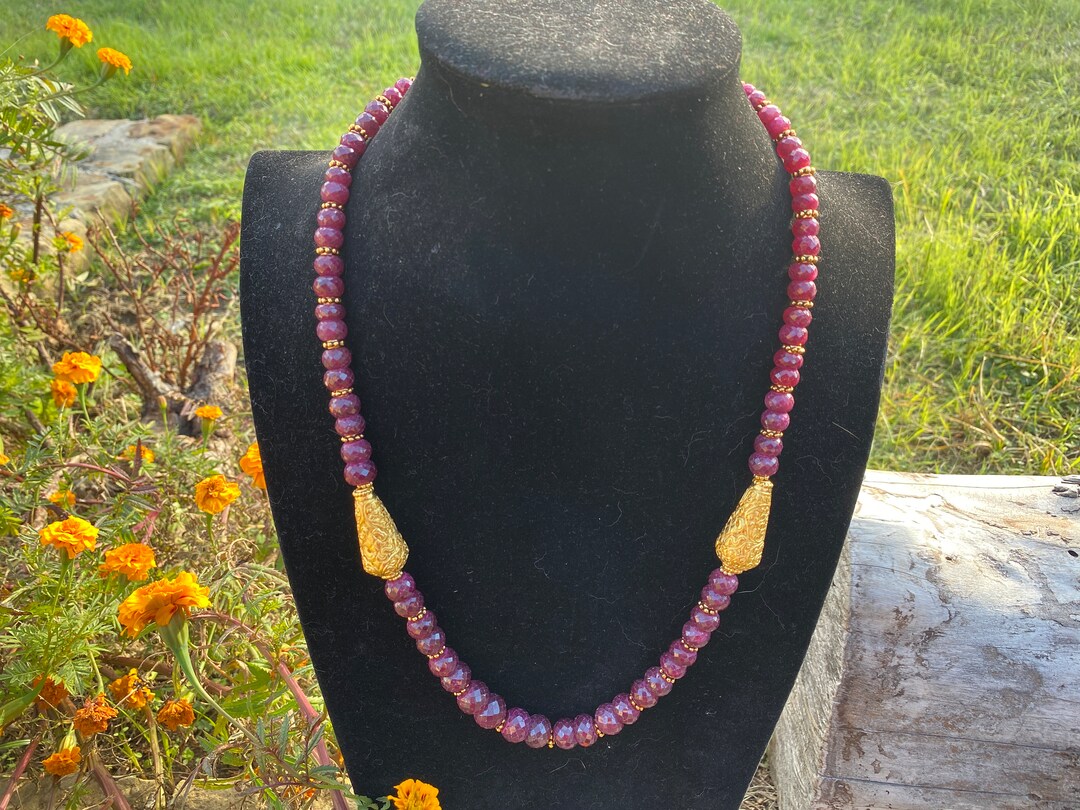 26 Premium Graduated Ruby Precious Gemstone Necklace - Etsy