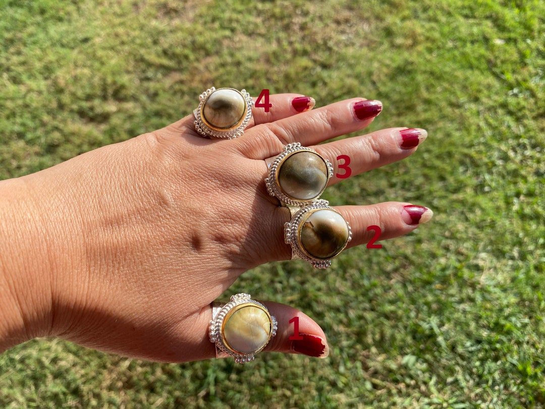 Adjustable Crunch Shell Two Tone Ring, Brushed Gold and Silver Overlay ...