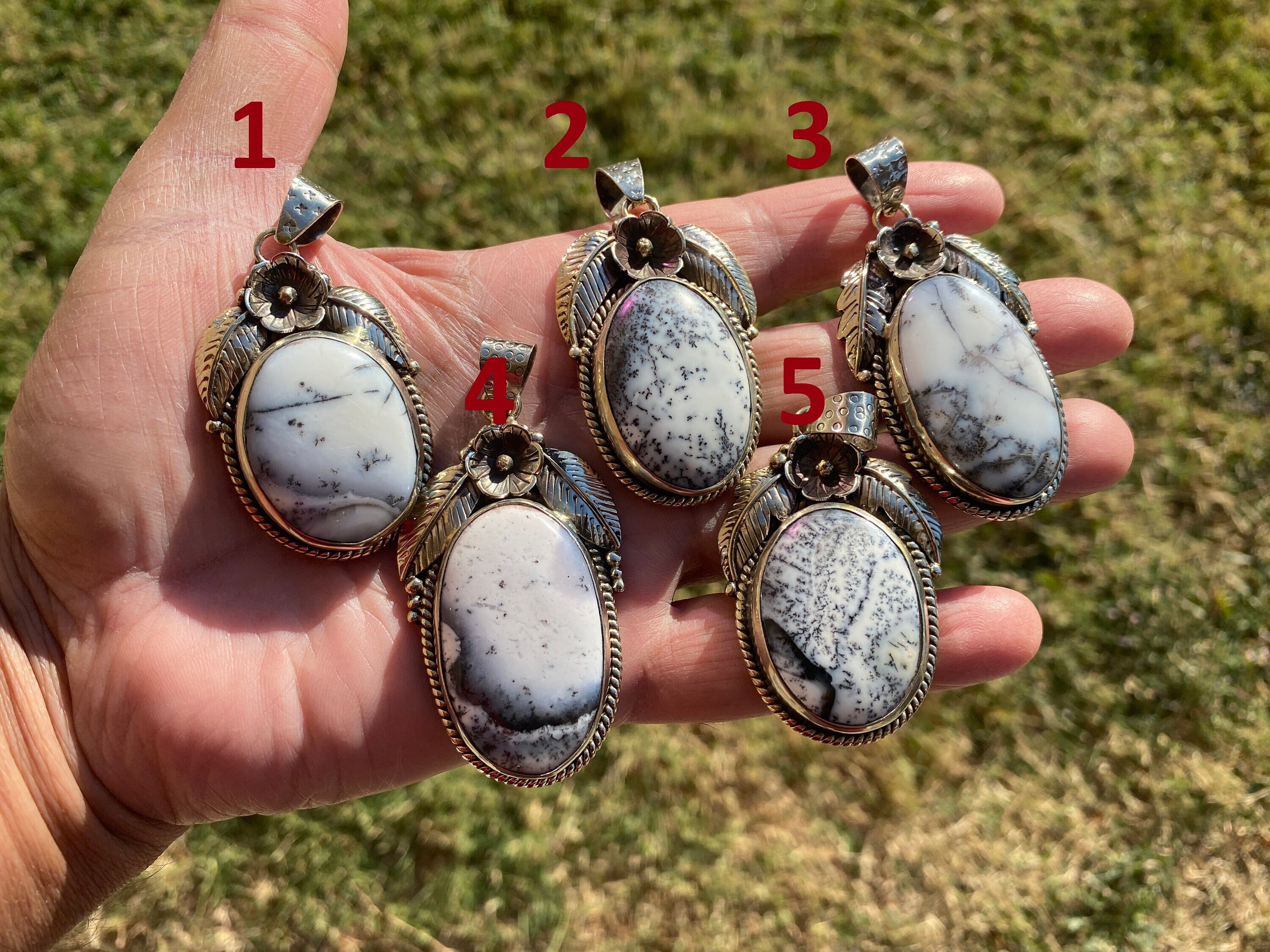 Natural Dendritic Opal Agate Tibetan Silver Pendant Natural - Etsy