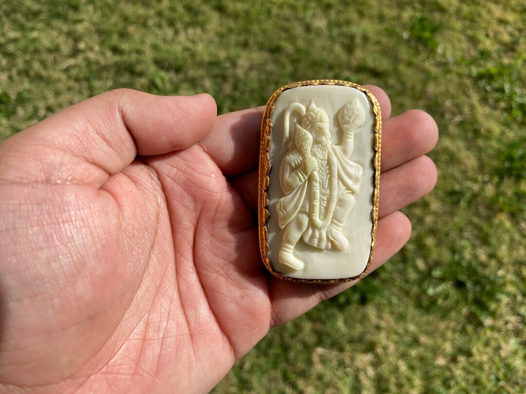 Lord Hanuman Hand Carved Buffalo Bone Pendant, High Quality 18k Brushed ...