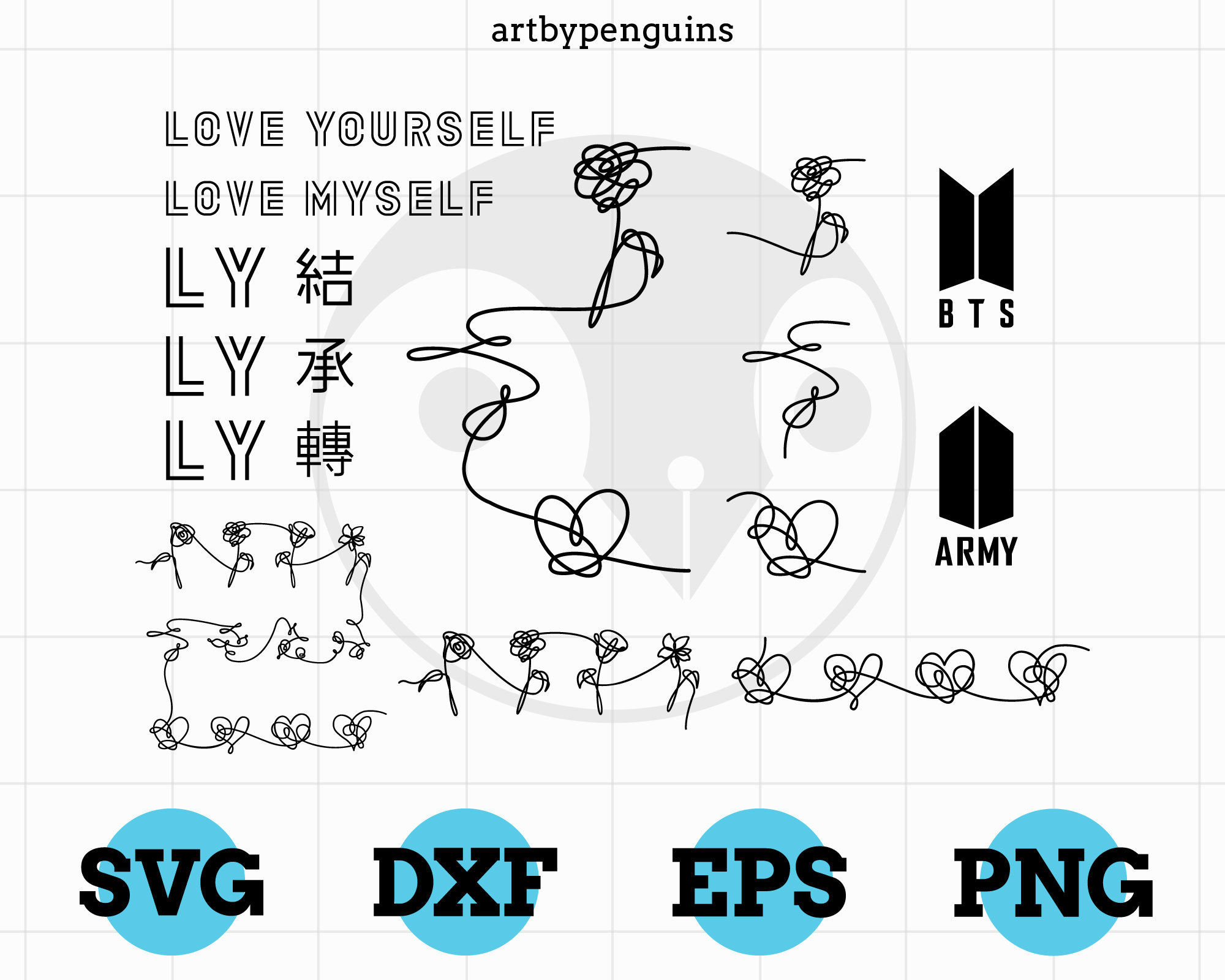 BTS Love Yourself Art Bundle SVG Png Eps Dxf LY Artwork - Etsy