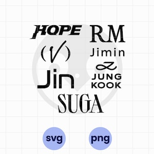 BTS Member SVG | Png | BTS Army Badge Logo Vector | Kpop Cricut Files ...