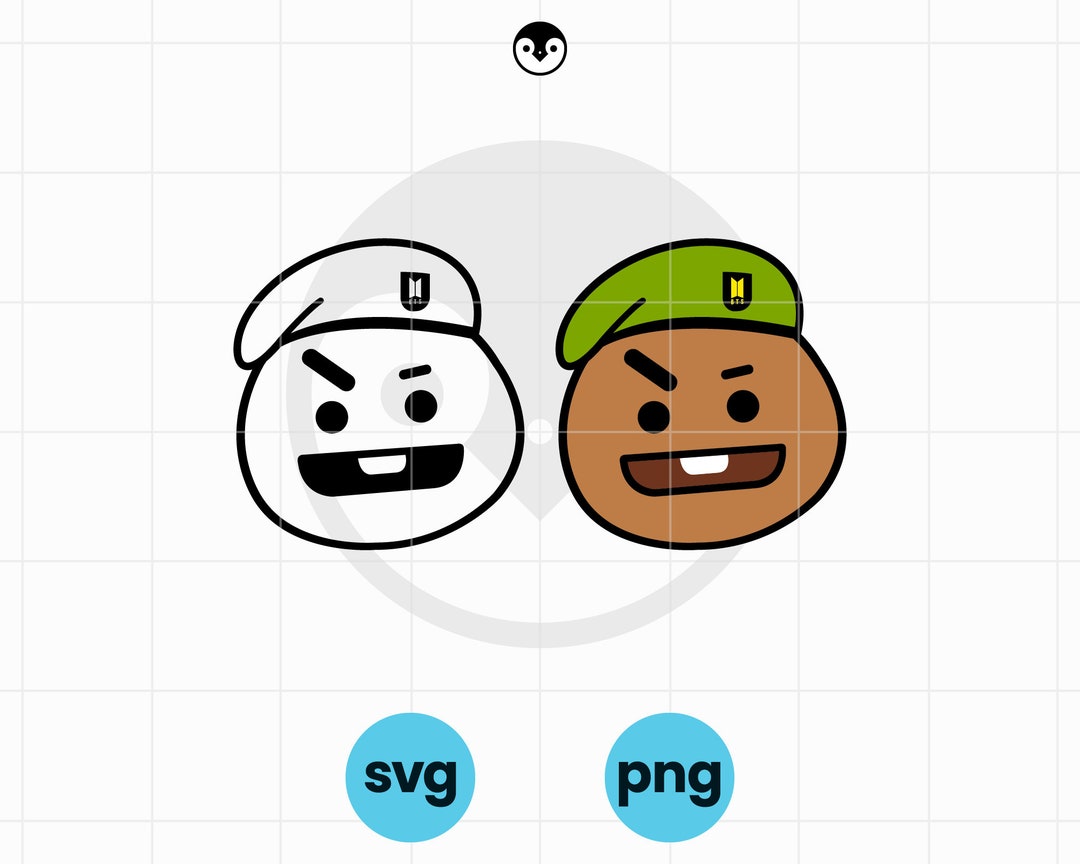 BT21 Military Shooky SVG Png Layered and Black & White, BTS Suga ...