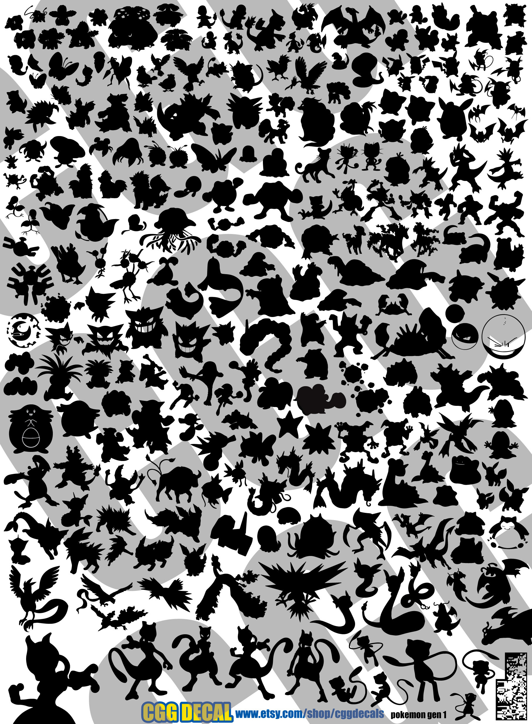 Pokemon Generation 1 1-151 Silhouette ULTIMATE MEGA PACK Vector for ...