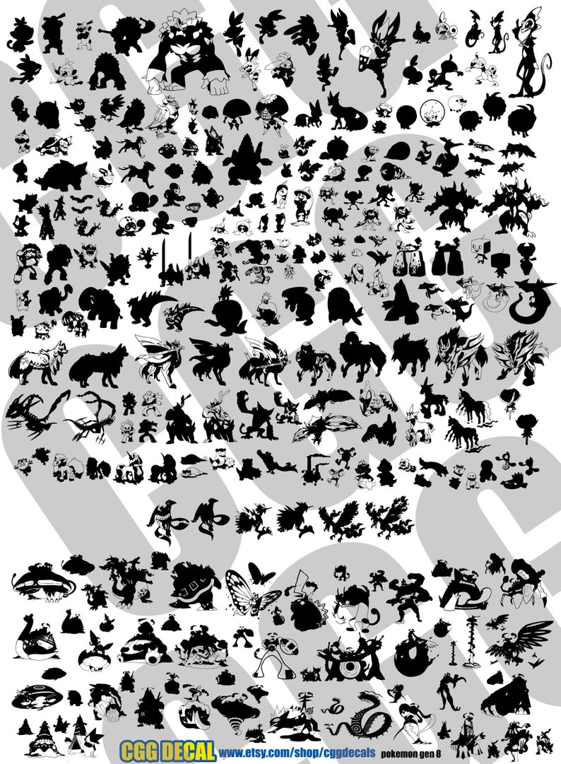 Pokemon Generation 8 810-898 Silhouette ULTIMATE MEGA PACK Vector for ...