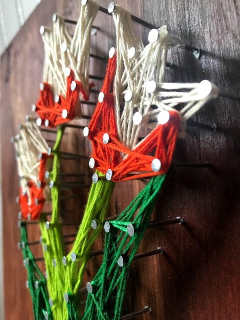 Red and White Tulip String Art - Etsy