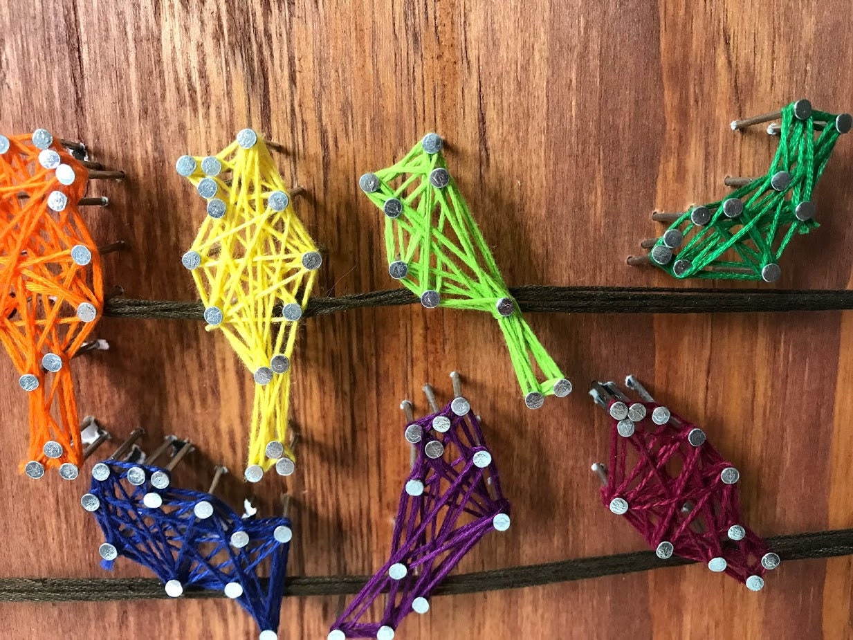 Rainbow Birds on a Wire - Etsy