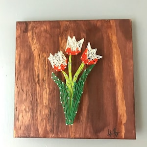 Red and White Tulip String Art - Etsy