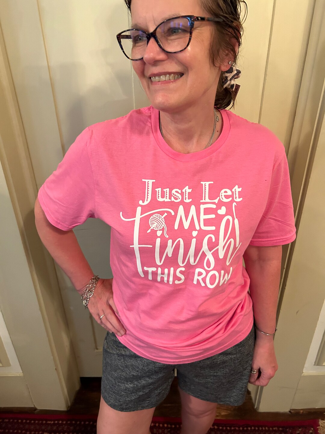 Let Me Finish This Row T-shirt - Pink - Etsy