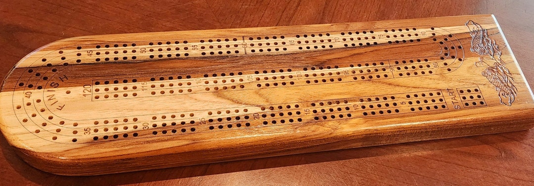 Simple and Basic Submarine Cribbage Board. Hand Crafted in Teak With USN Submarine Dolphins ...