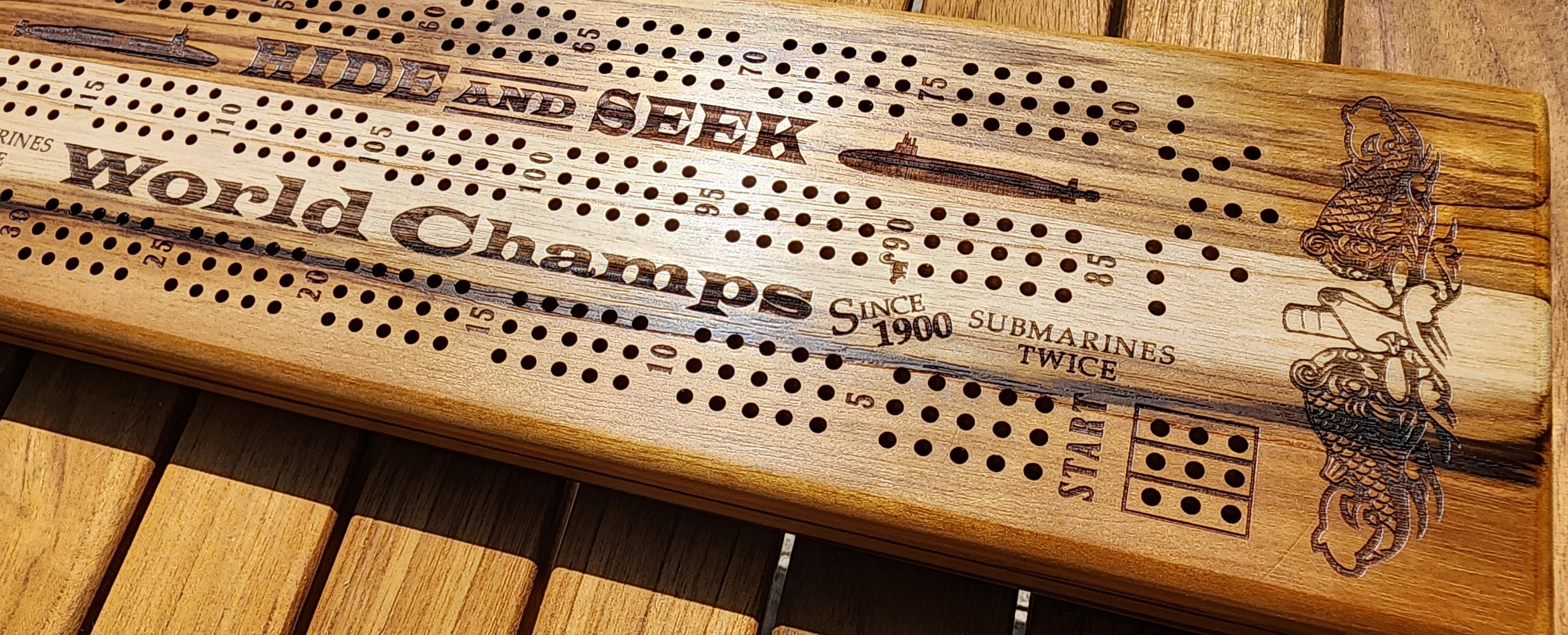 Submarine Cribbage Board With Lasered USN Submarine Dolphins in ...