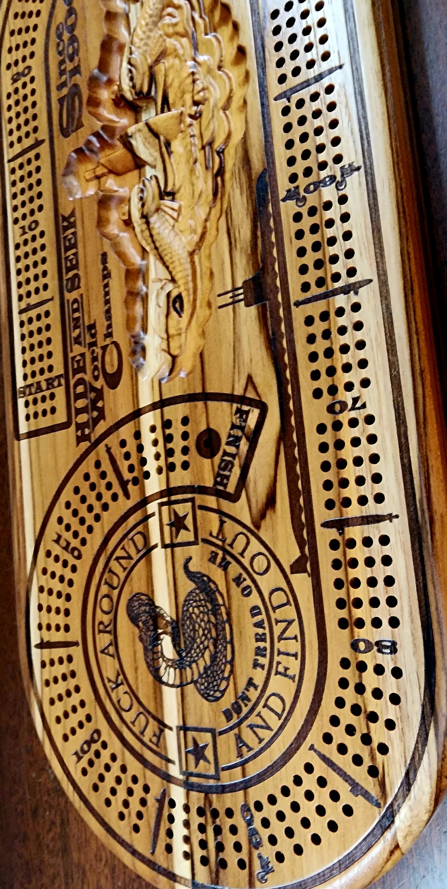 Teak 4 Player Submarine Cribbage Board With Carved Dolphins - Etsy