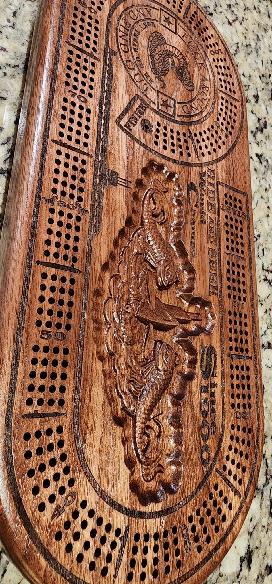 Teak 4 Player Submarine Cribbage Board With Carved Dolphins - Etsy