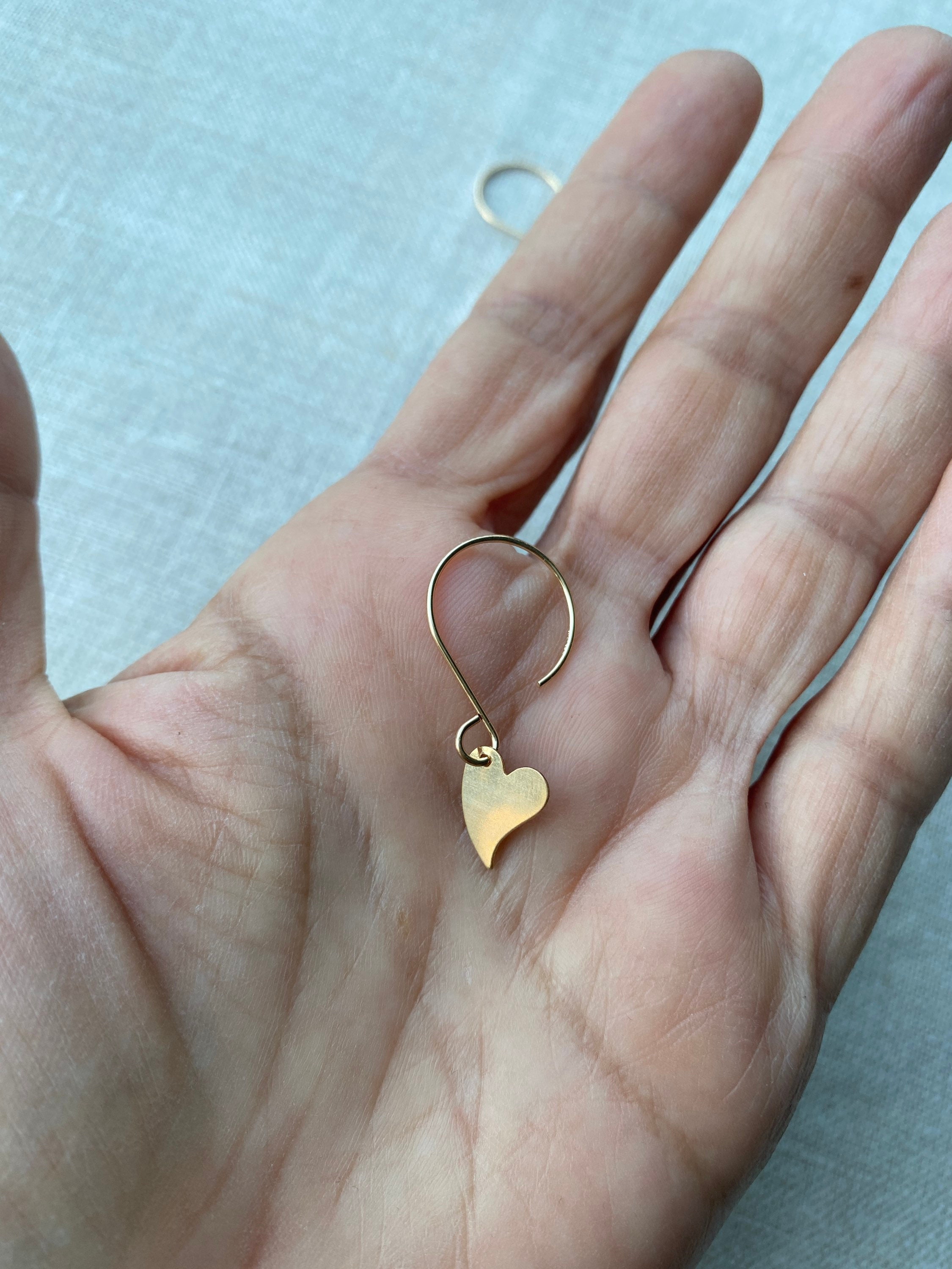 Heart drop hoops 14Kt Goldfilled heart hoops | Etsy