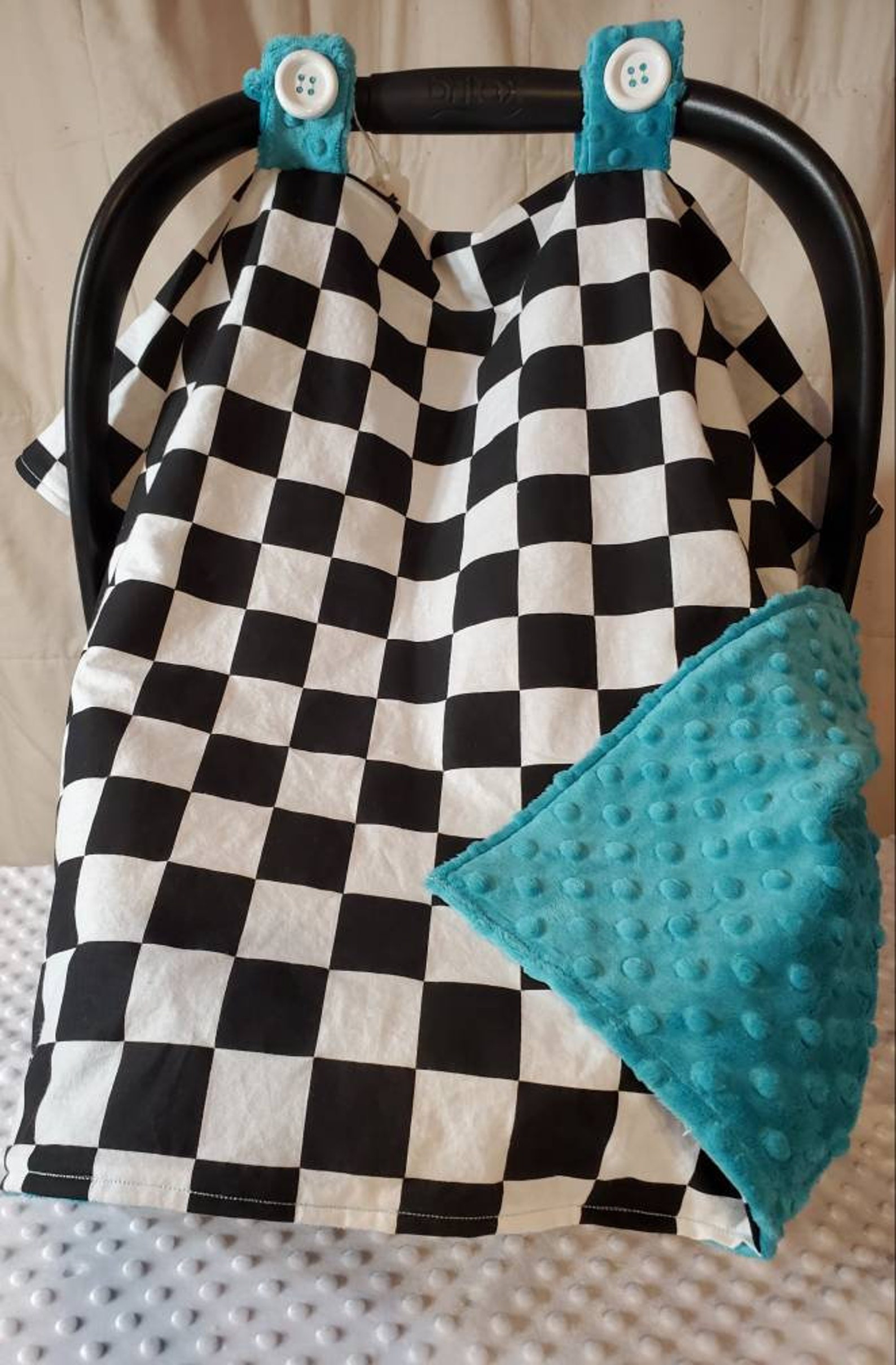 Checkered Carseat Cover Checkered Car Seat Canopy Many Colors to Choose ...