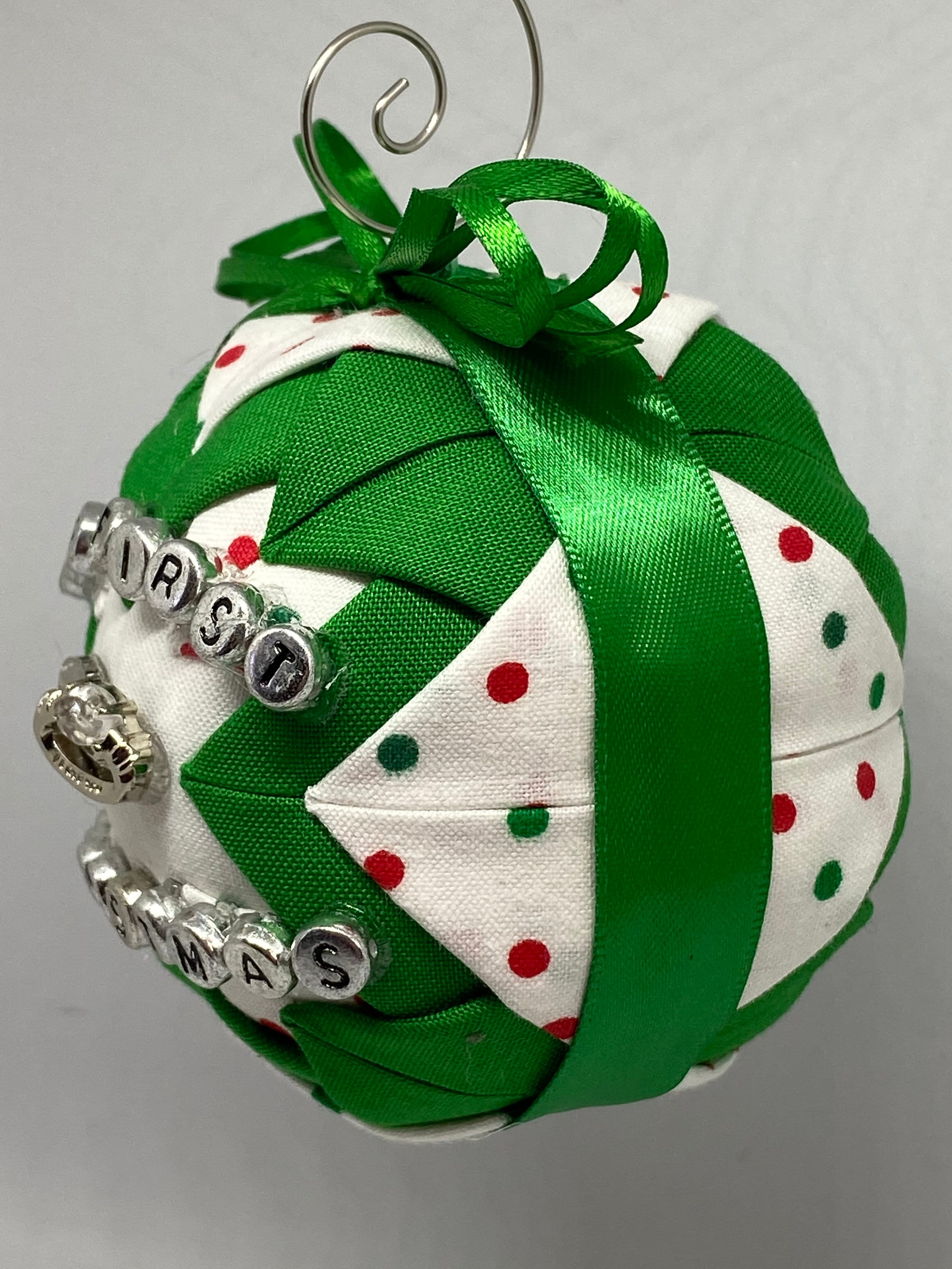 Handmade Folded Fabric Ornament With Wedding Rings and Our First ...