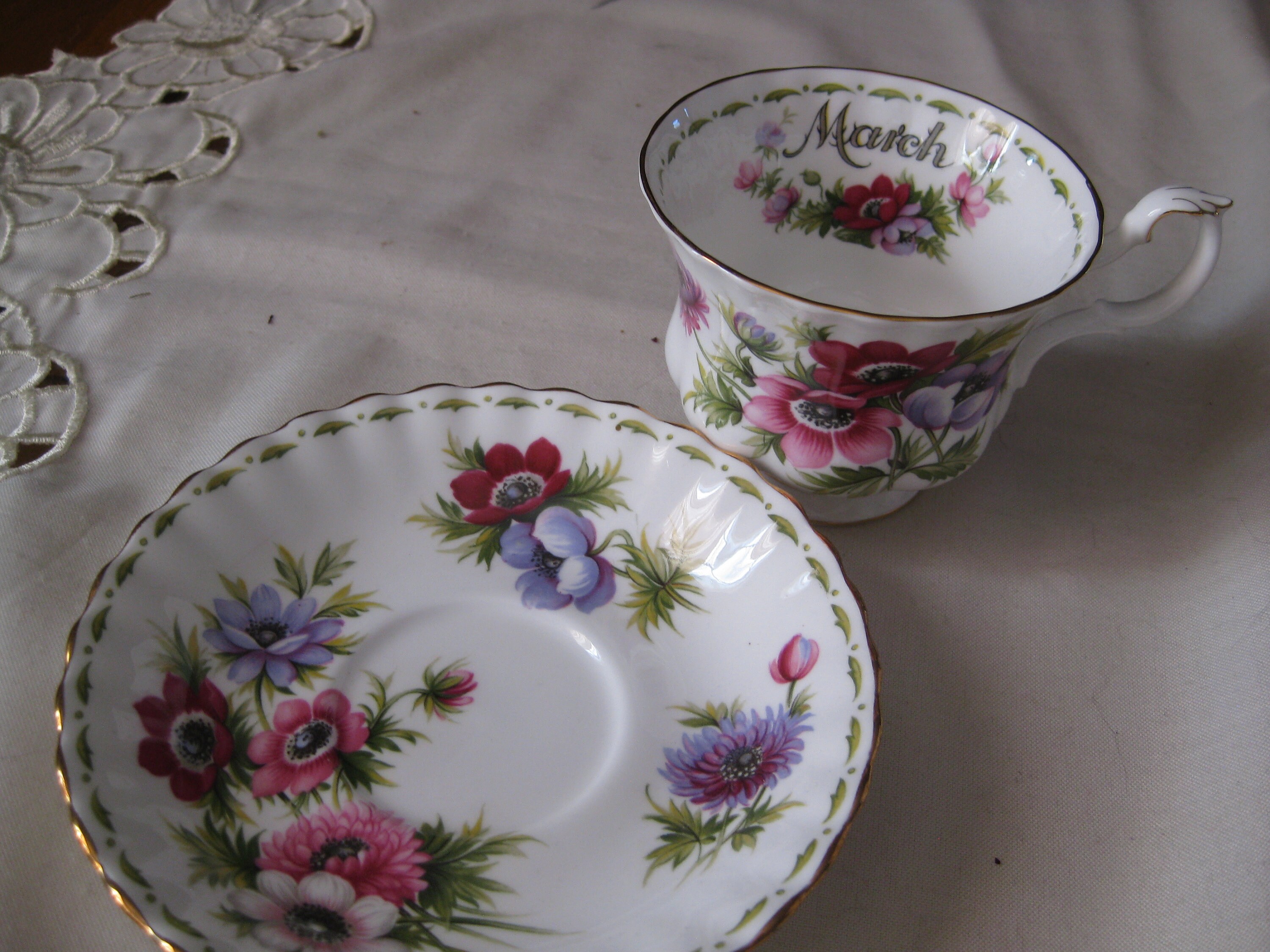 Royal Albert Flower of the Month March Teacup With Saucer - Etsy