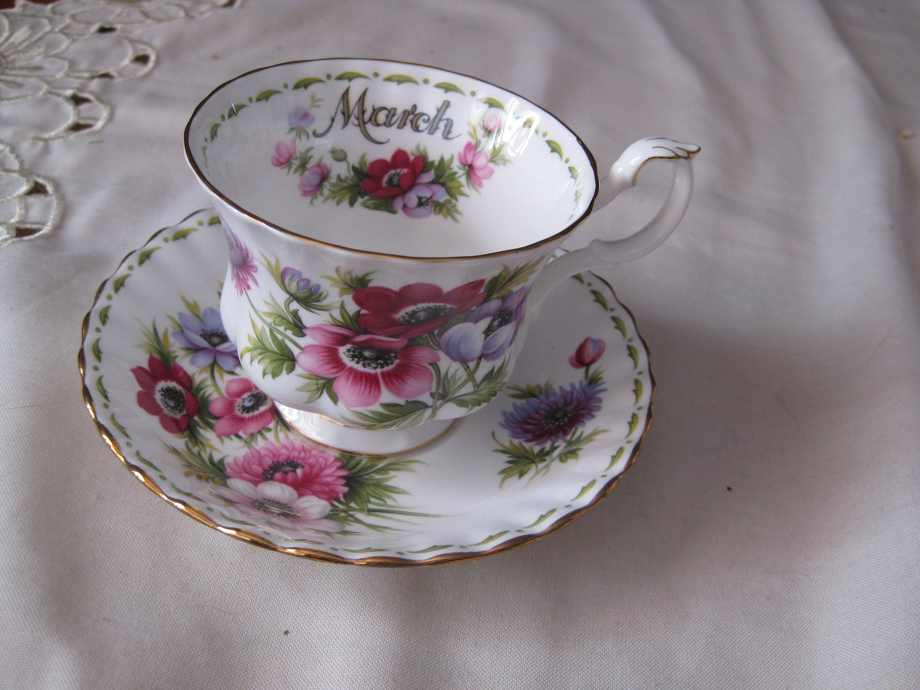 Royal Albert Flower of the Month March Teacup With Saucer - Etsy