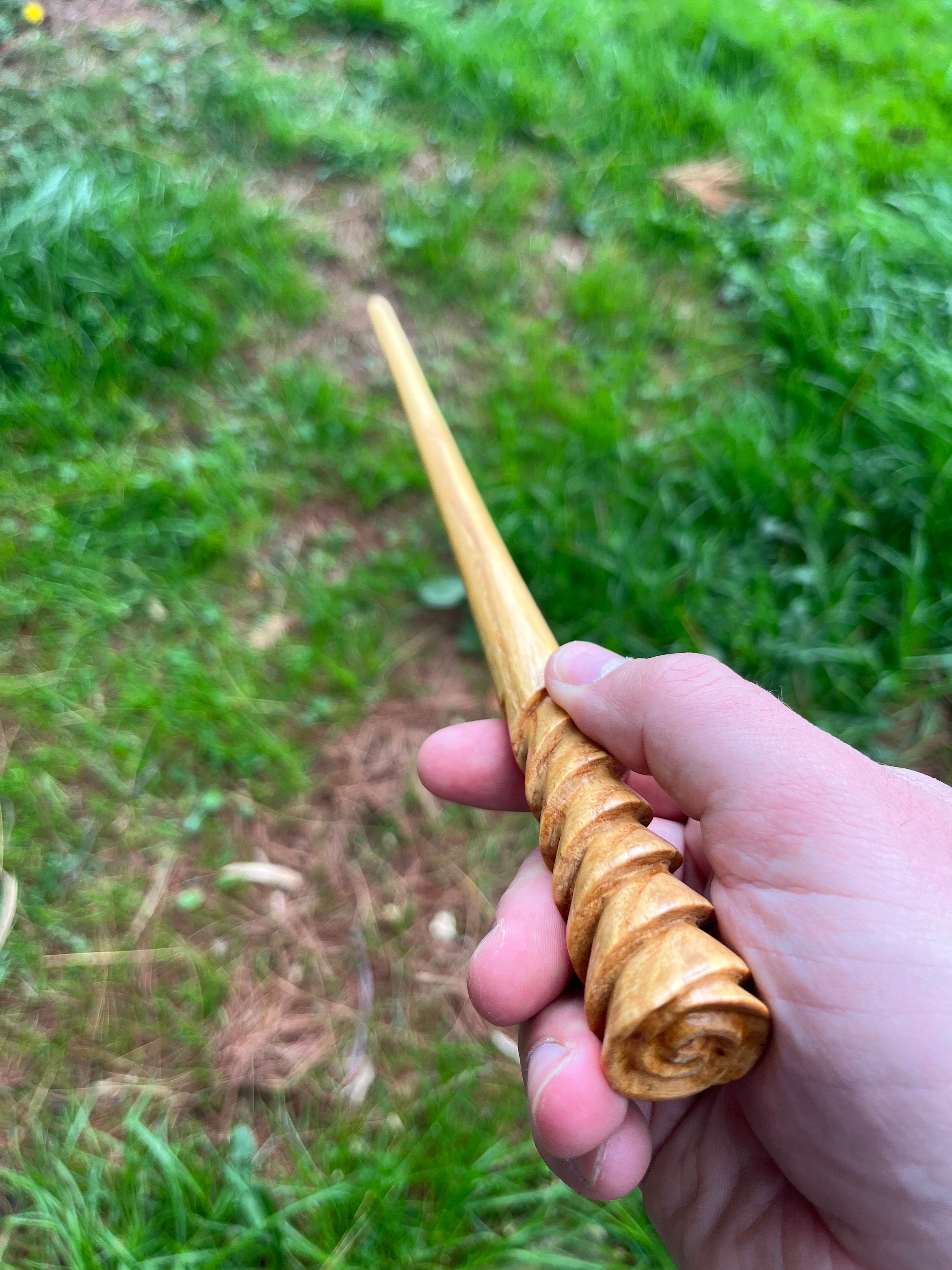 The Spiral Wand 13.5 Wooden Wand Ash Wand Pagan Wand Witch Wand Wizard ...