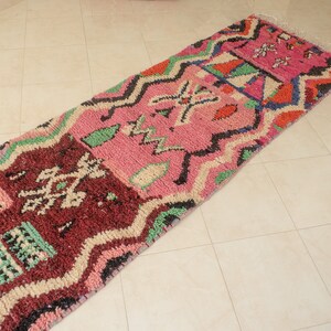 Maroon Pink Moroccan Runner Rug, Boho Narrow Colorful Wool Runner ...