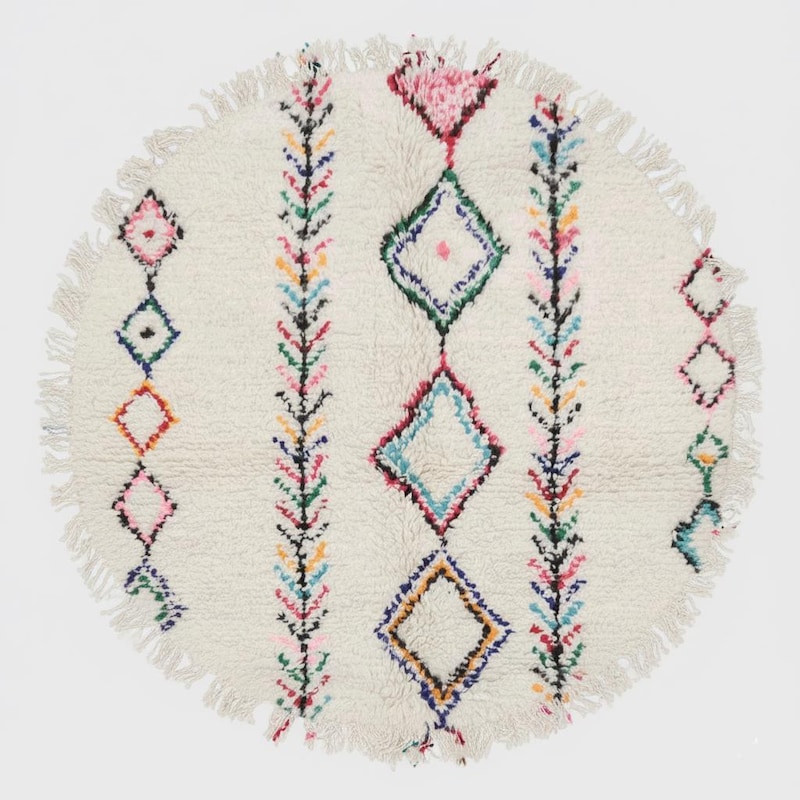 Round Wool Rug Neutral - Etsy