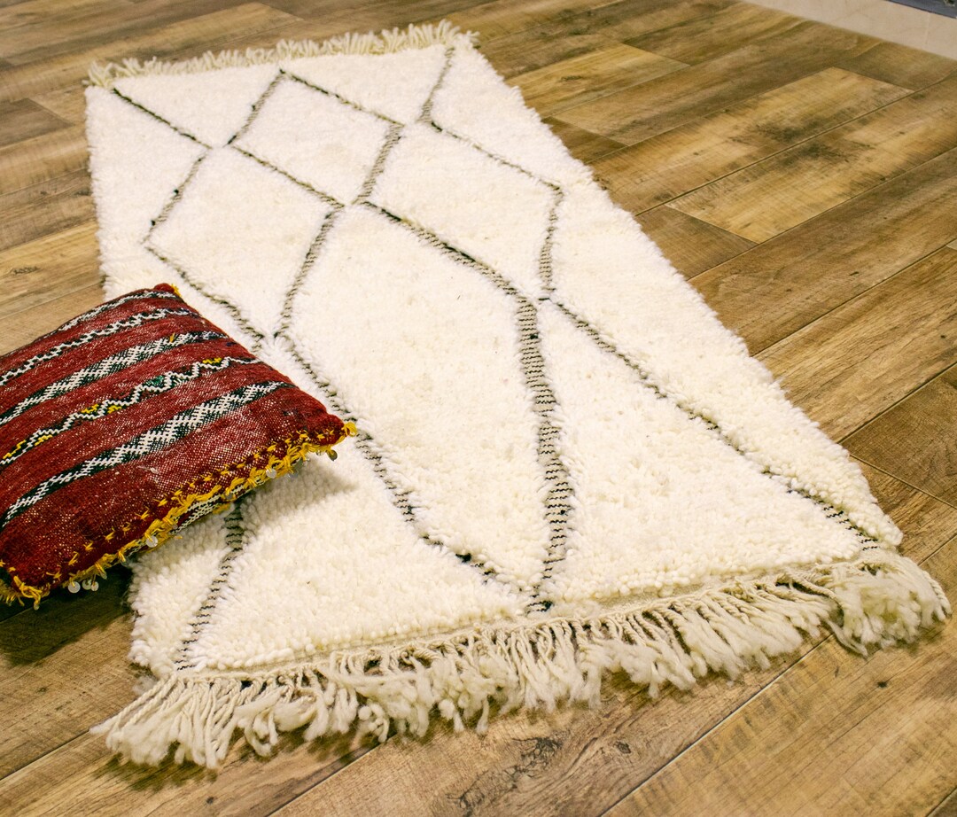 Moroccan Rug Small Beni Ourain Style Small Handwoven Rug, Bathroom Rug ...