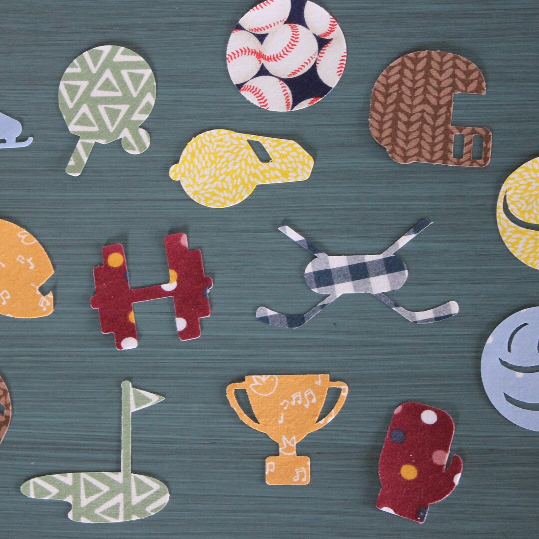 15 Iron-on Sports Themed Fabric Appliques for Bib or Onesie® Decorating ...