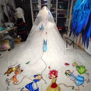 Embroideries Veil, Bridal Veil, Cinderella Wedding Veil, Cinderella ...