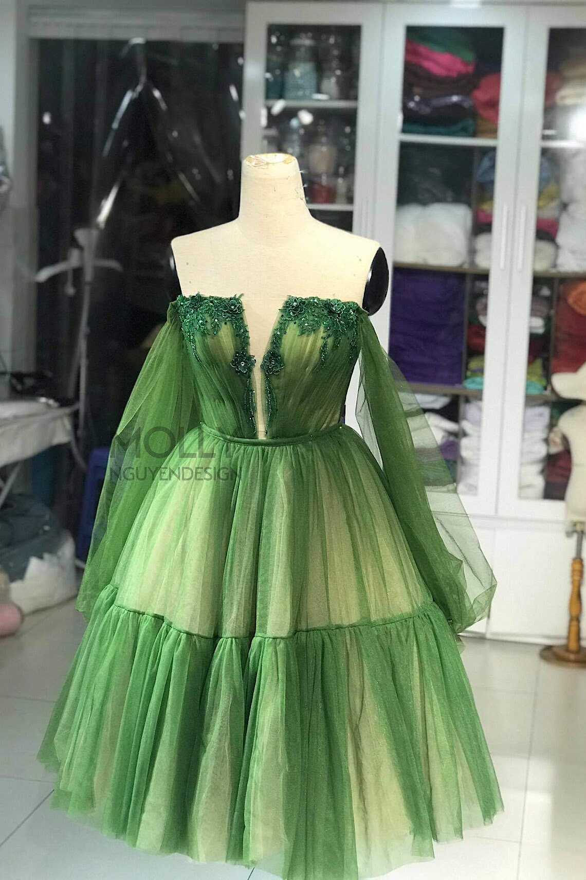 Full Set Green Dress - 2 in One Style - Tulle Dress - Beautiful Dress ...