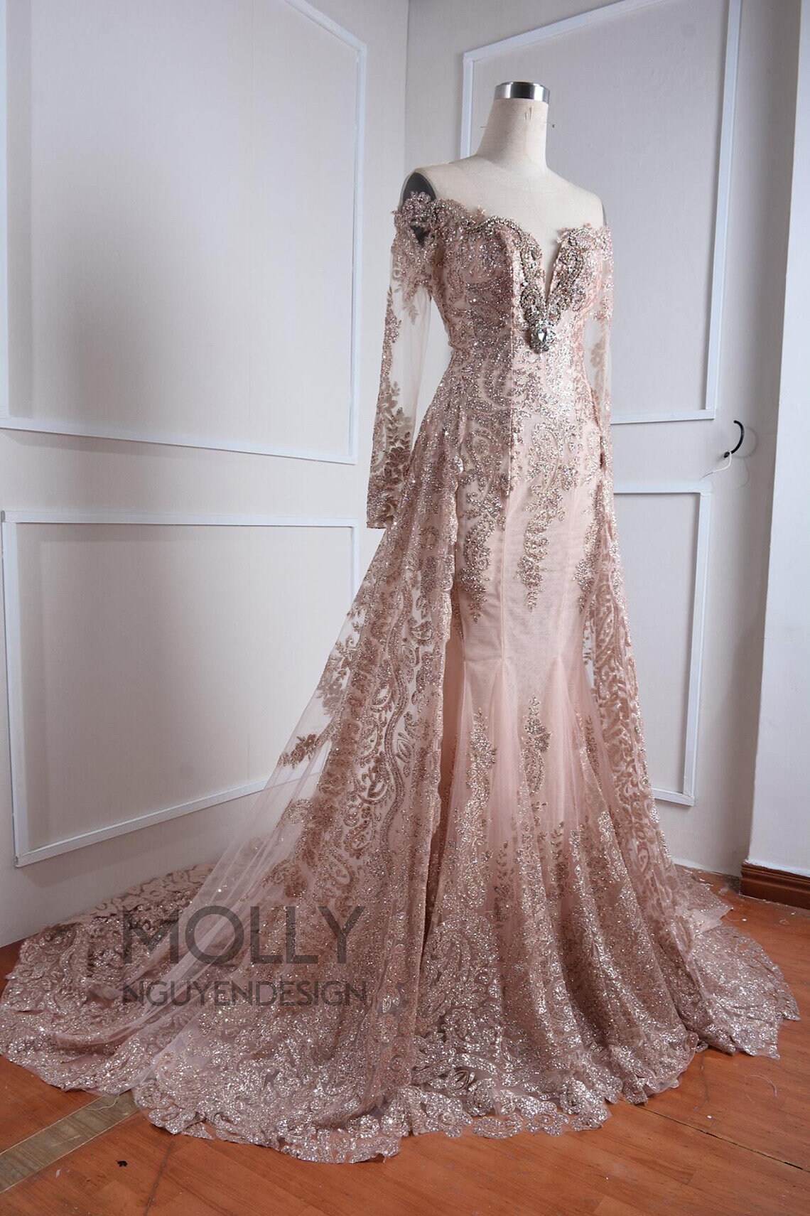 Light Gold Evening Mermaid Dress Sparkly Light Gold Dress - Etsy