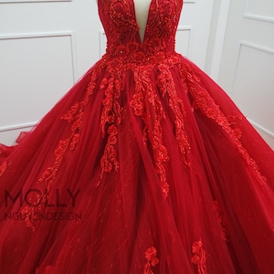 Red Ballgown Dress - Red Evening Dress - Etsy
