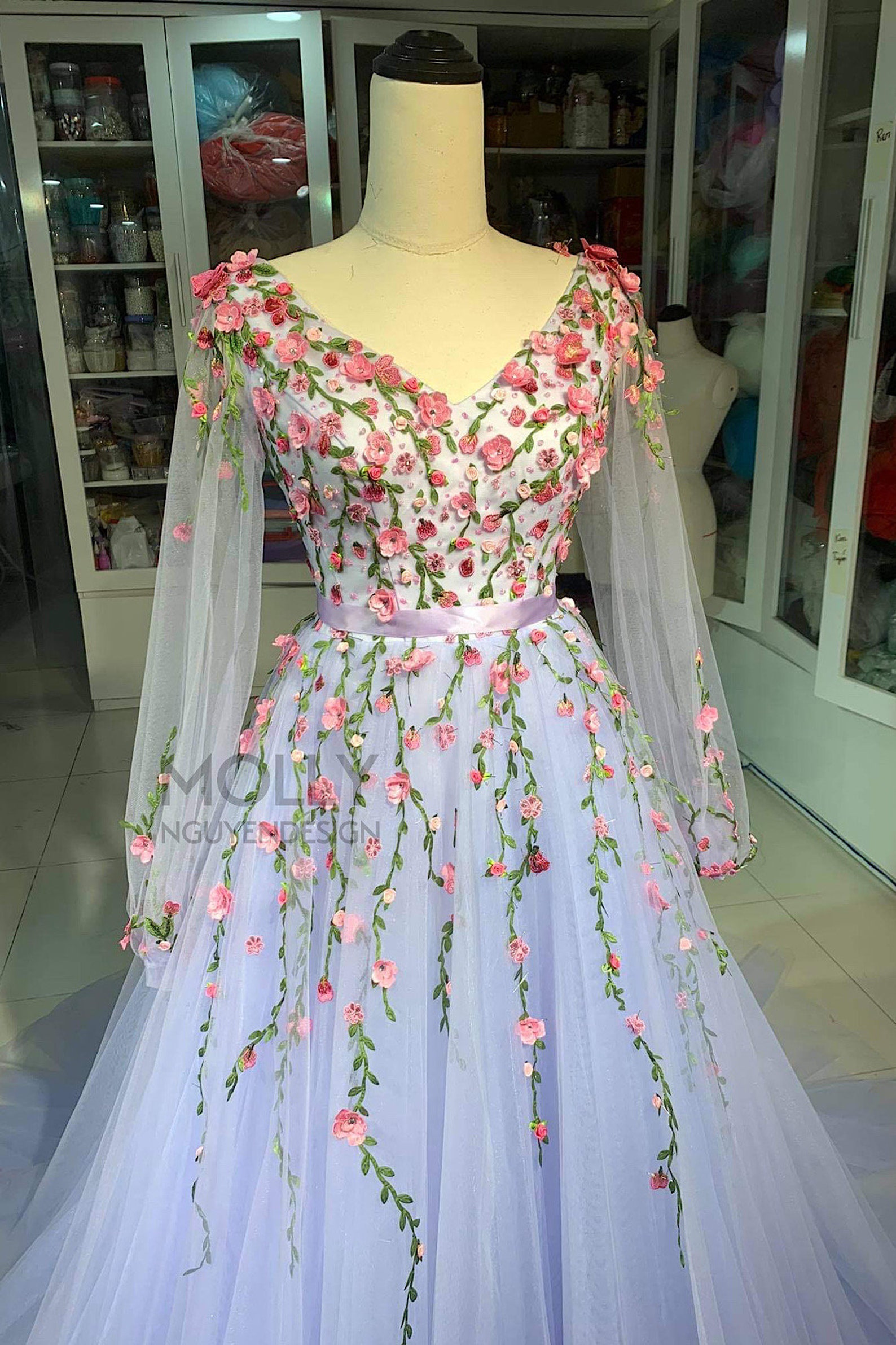 Flowers Light Lilac Dress, Evening Dress Prom Dress, Bridesmaids Dress ...