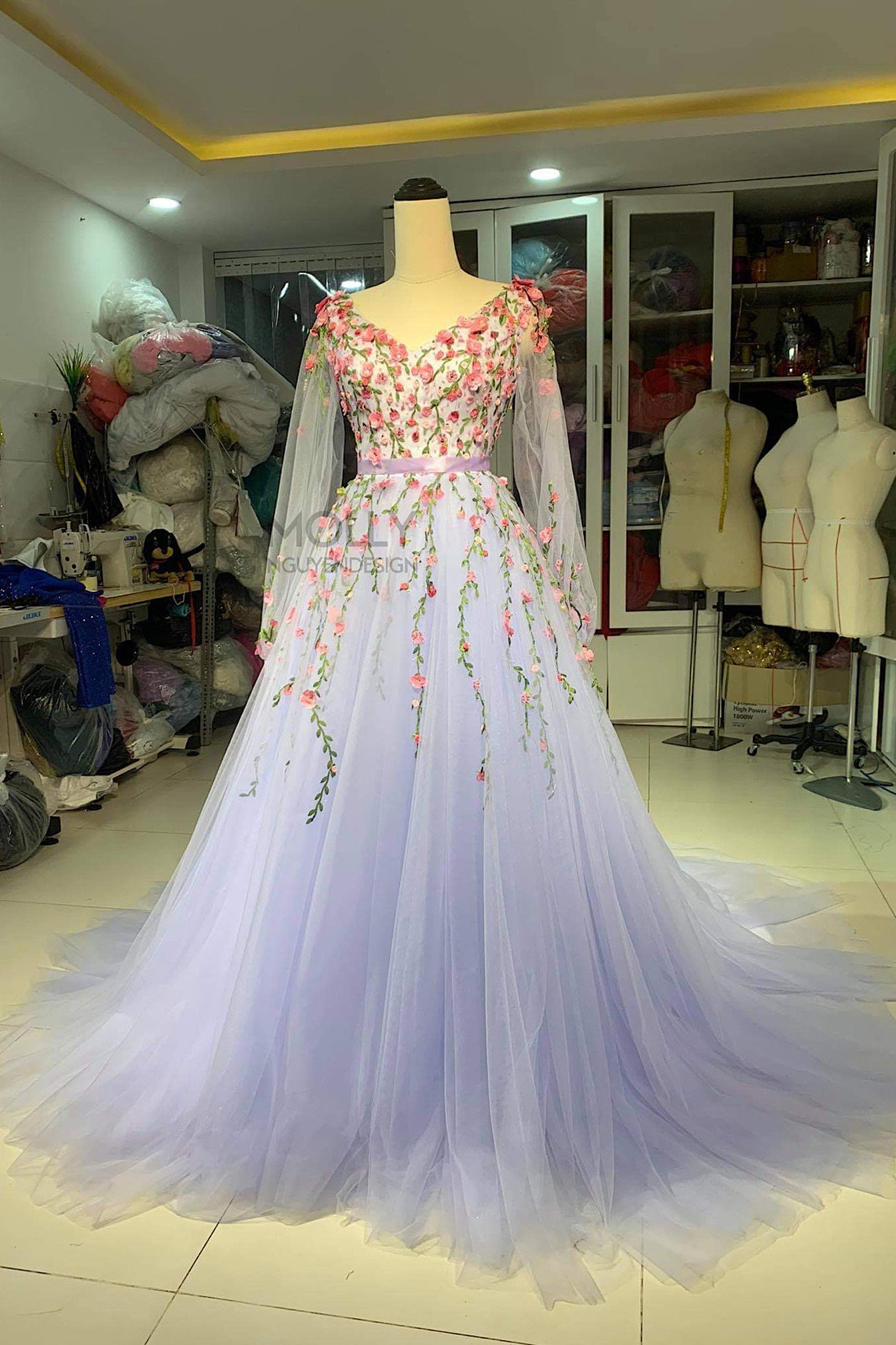 Flowers Light Lilac Dress, Evening Dress Prom Dress, Bridesmaids Dress ...