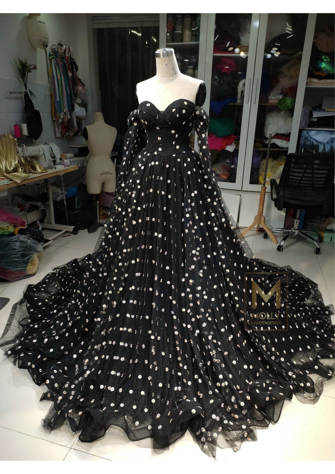 Black Daisy Dress, Prom Black Dress,daisy Dress, Quinceanera Dress ...