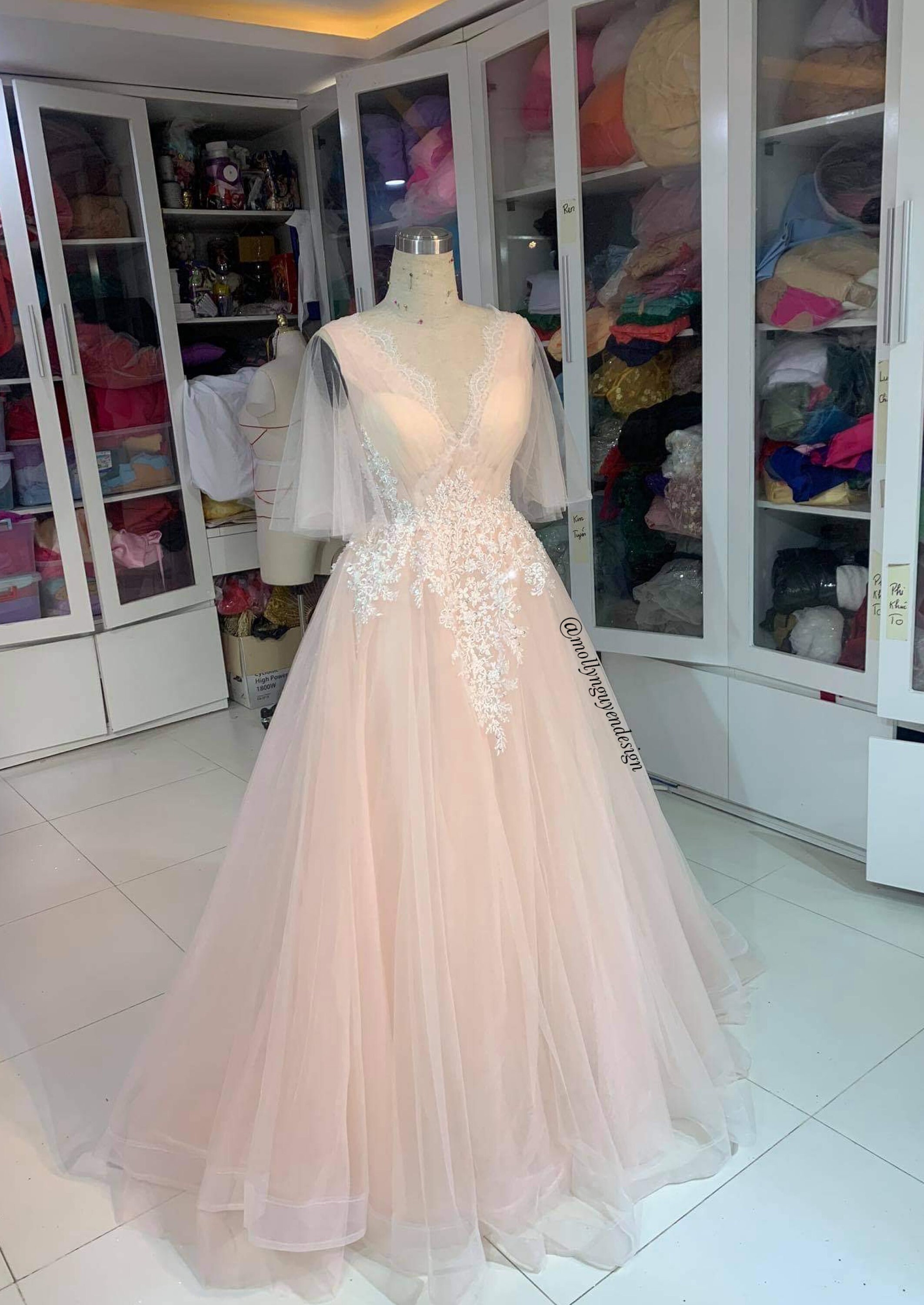 Evening Dress - Full Length Dress - Beautiful Light Peach Dress ...