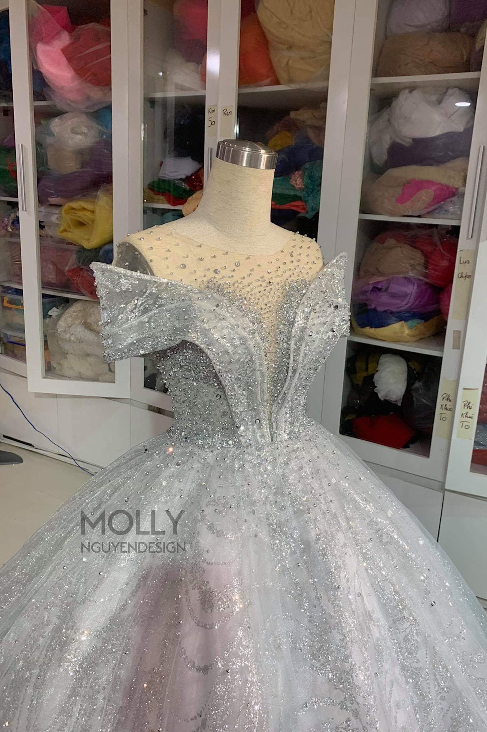 Off Shoulder Dress - Silver Glitter Dress - Silver Sparkly Dress - Prom ...