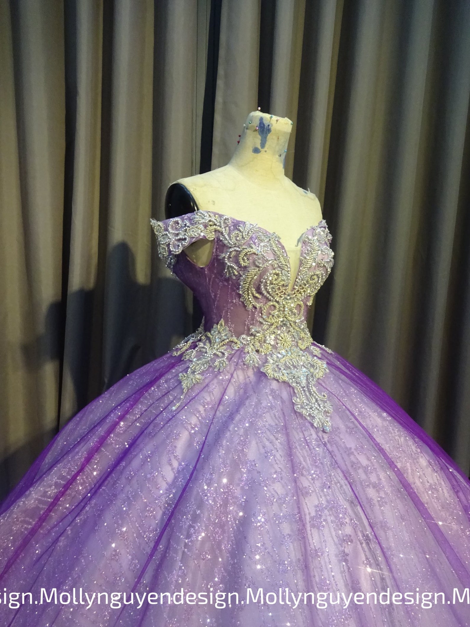 Sparkly Purple Gown, Purple Wedding Gown, Modern Evening Wear, Rapunzel ...