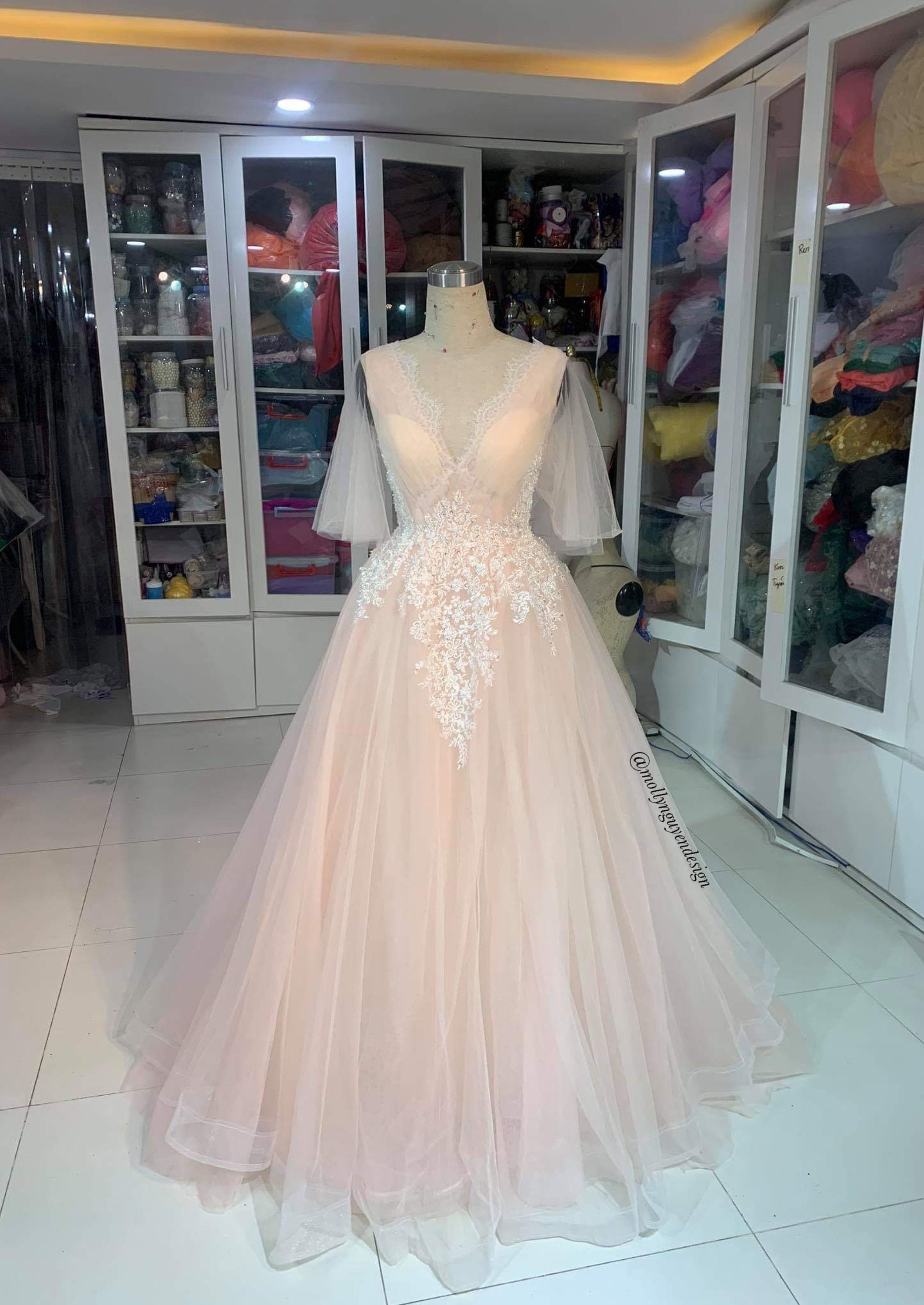 Evening Dress Full length Dress beautiful Light Peach | Etsy