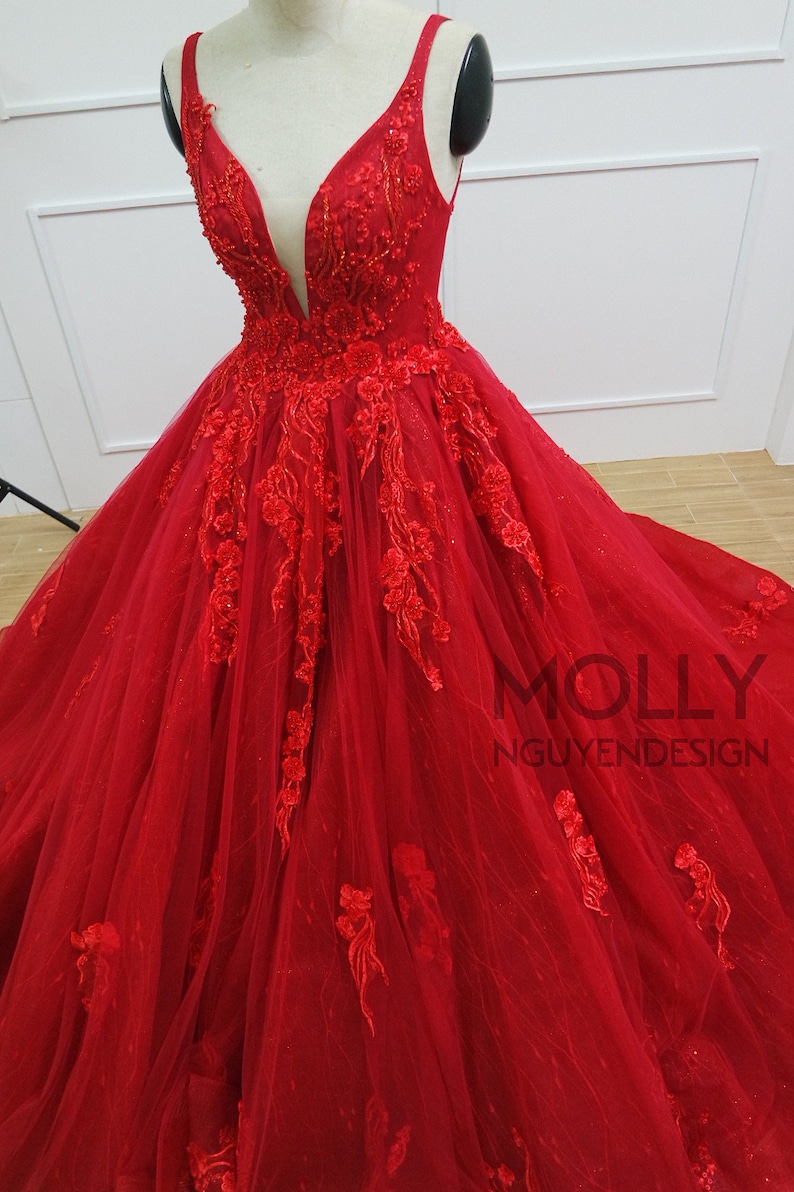 Red Ballgown Dress - Red Evening Dress - Etsy