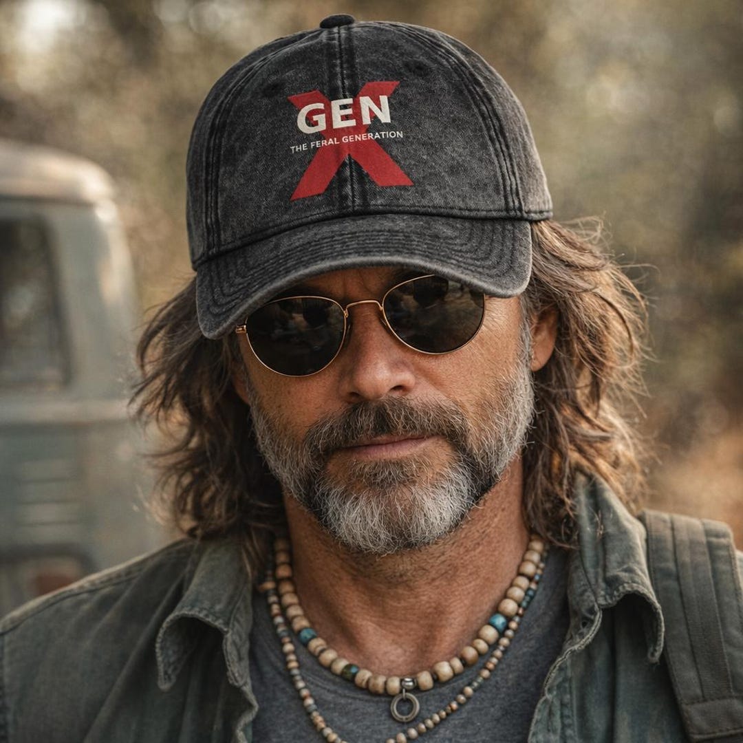 Gen X Feral Generation Dad Hat – Distressed Black Cotton Twill Baseball ...