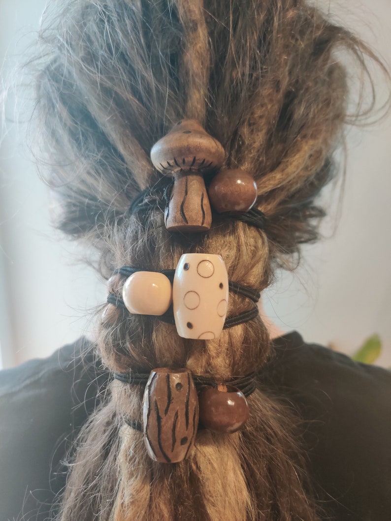 Handmade Mushroom Loc Ties 3 Pack Fairycore Dreadlock Accessories
