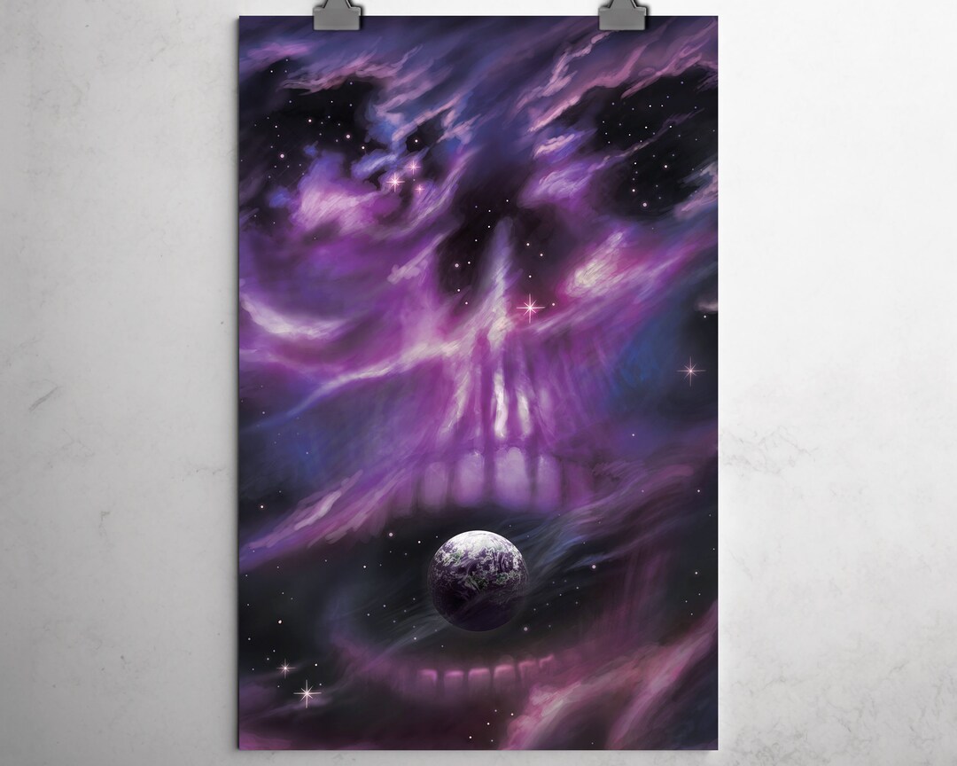 Space Skull Eating Planet 11x17 Art Print, Space Art, Dark Art Wall ...