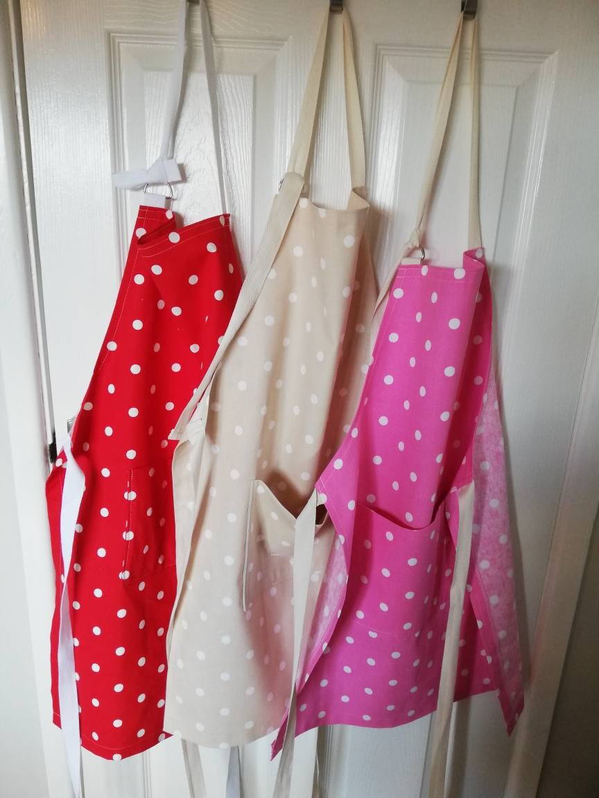 Apron Pink and White Polka Dot Design With Waist Pocket. - Etsy